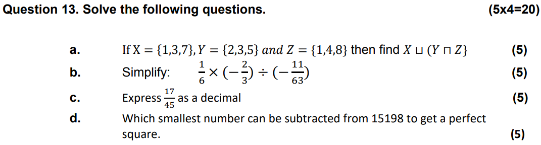 MCM Sample Paper Maths 8th Class New Pattern