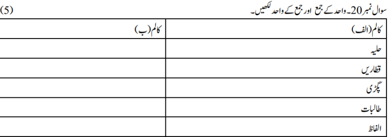 MCM Sample Paper Urdu 8th Class Entry Test New Paper Pattern - Basic ...